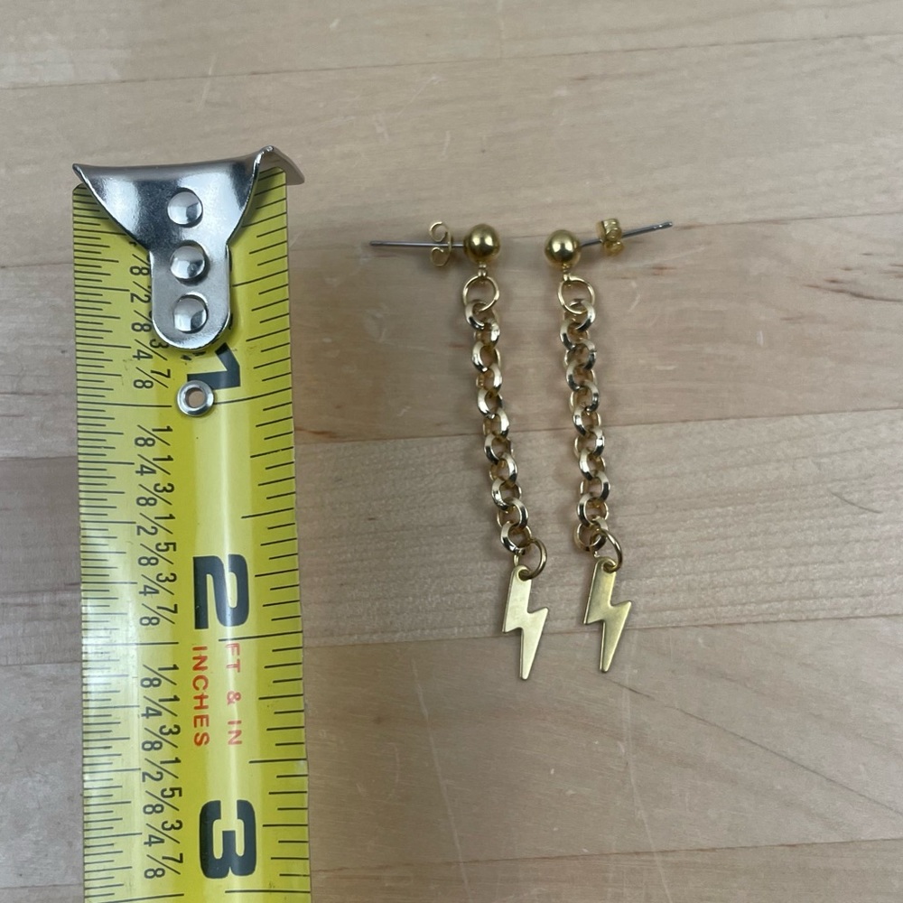 Lightning Bolt Thunderbolt Earrings - Gem
